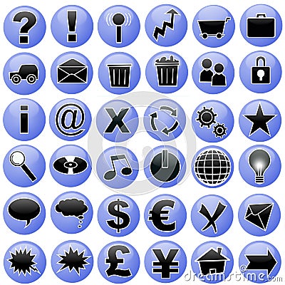 Blue Square Icons Set Part 1 Stock Illustration - Illustration of link ...