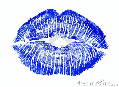 Blue Kiss Lips Lip Print Royalty Free Stock Images - Image: 5439689