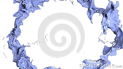 Blue Liquid Circle on White Background. Colored Paint Stock Footage ...
