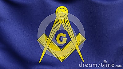 Blue Masonic Flag Blowing In The Wind. 3D Rendering Illustration Of ...