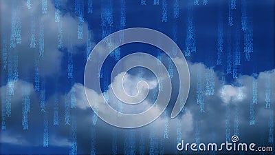 Blue Matrix cloudy sky stock footage. Video of future - 77946472