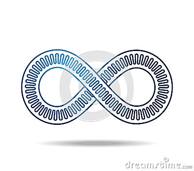 Blue Mobius Loop Made Of Three Lines, Inner One Undulating. The Sign Of ...