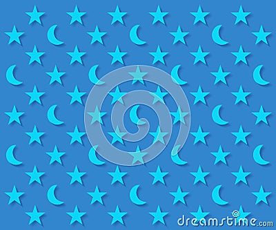 Blue Moons And Stars Pattern Royalty-Free Stock Image | CartoonDealer ...