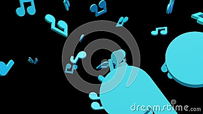 Blue Musical Notes on Black Background. Stock Video - Video of backward ...