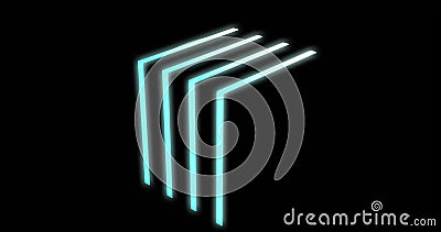 Blue Neon Cube Shape with Glowing Abstract of Light and Futuristic ...