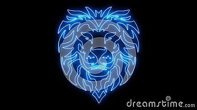 Blue Neon Lion Head Animated Logo Loopable Graphic Element V1 Stock ...