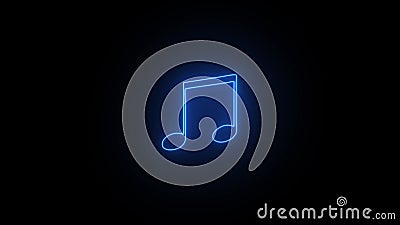 Blue Neon Single Musical Note Icon Abstract Animation. Stock Video ...