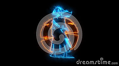 Blue Orange Samurai Warrior Animated Logo with Reveal Effect Stock ...