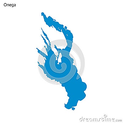 Blue Outline Map Of Onega Lake, Isolated Vector Siilhouette ...