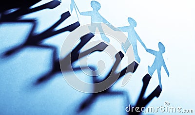 Paper man chain stock photo. Image of bond, network, blue - 5626000