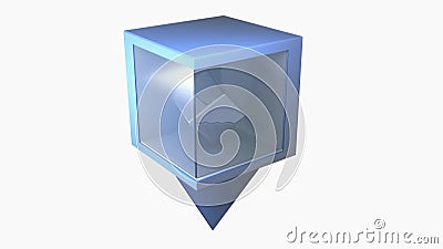 Blue Positioning Box with Rotating Metallic Cube - 3D Rendering ...