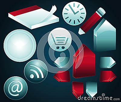Blue And Red Icons Part II Cartoon Vector | CartoonDealer.com #7359405