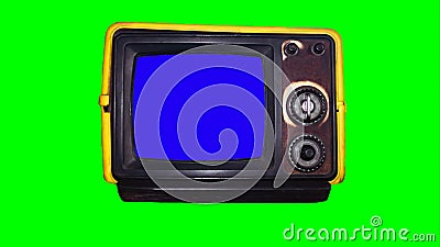 Blue Screen TV Set for Composition. Vintage TV with Blue Screen on a ...