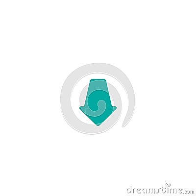 Blue Sharp Arrow Down Icon. Download Sign. Isolated On White. Vector ...