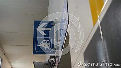 Blue Sign in Train Station Pointing To Train Platforms Stock Video ...