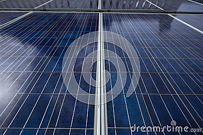 Blue Solar Cell Panels That Shown Its Surface Grid Line And Textures ...