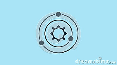 Blue Solar System Icon Isolated on Blue Background. the Planets Revolve ...