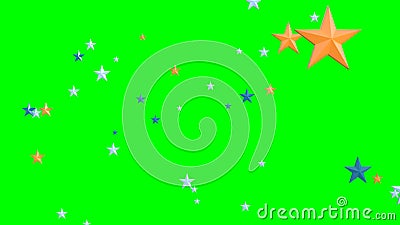 Blue Star-shaped Confetti on Green Chroma Key Background. Stock Video ...