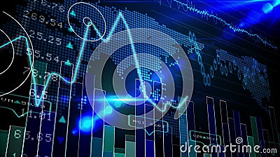 Blue Stocks and Shares Technology Screen Stock Footage - Video of ...