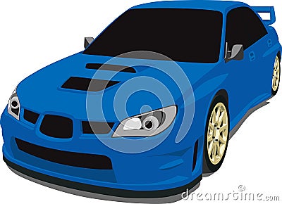 Blue Subaru Rally Car Cartoon Vector | CartoonDealer.com #8952879