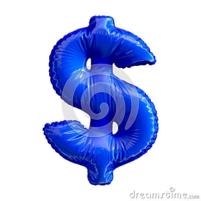 Blue Symbol Dollar Made Of Inflatable Balloon Isolated On White ...