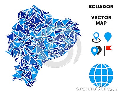 Blue Triangle Ecuador Map Cartoon Vector | CartoonDealer.com #120978107