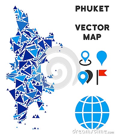 Blue Triangle Phuket Map Cartoon Vector | CartoonDealer.com #120982601