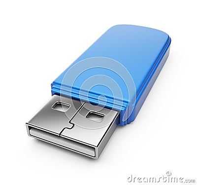 Blue USB Flash Drive 3d. Stock Photography - Image: 24695372