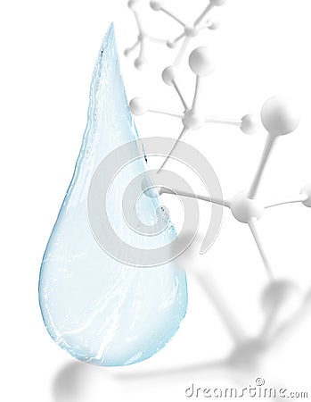 Blue Water Drop With Molecules Inside. 3d Rendering. Royalty-Free Stock ...