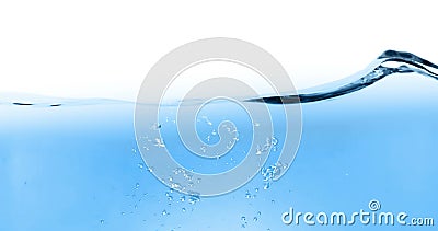 Blue Wave Water with Bubbles in Tank on White Background, Slow Motion ...