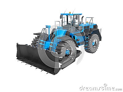 Blue Wheeled Dozer For Quarrying Isolated 3D Render On White Background ...