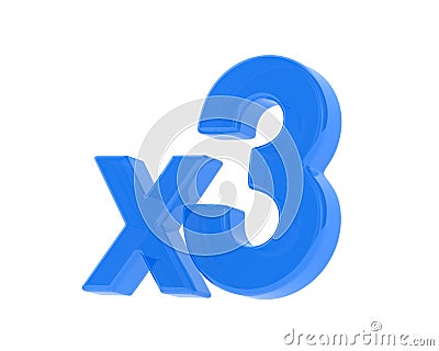 Blue X3 Symbol On White Background. Isolated 3d Illustration ...