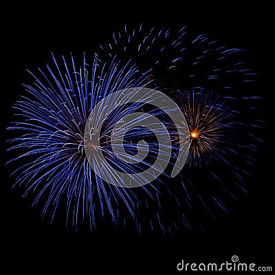 Blue And Yellow Fireworks Royalty Free Stock Images - Image: 35416469
