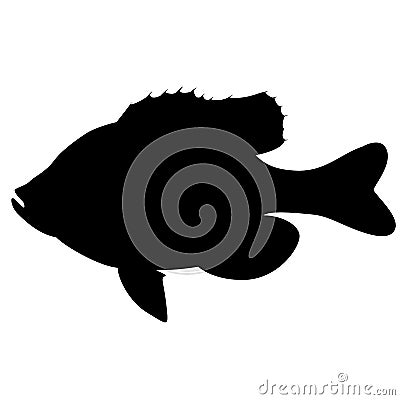 Bluegill Fish, Vector Illustration, Black Silhouette, Side ...