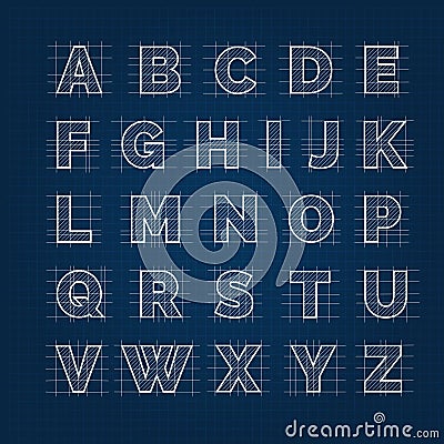 Blueprint Drafting Alphabet Stock Vector - Image: 79353920