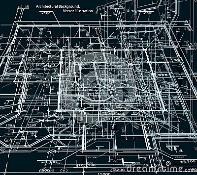 Blueprint Abstract Dark Background. Vector Royalty Free Stock ...