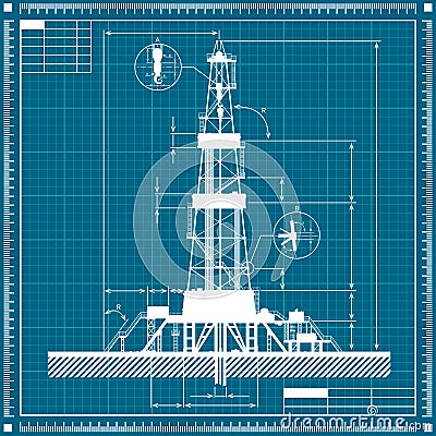 Blueprint Of Oil Rig Silhouette Vector Illustration | CartoonDealer.com ...