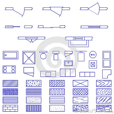 Blueprint Symbols Used By Architects Stock Photography - Image: 10078082