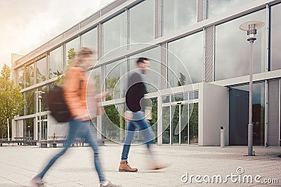 Blurred Silhouette Of Students Being Busy On University Campus Royalty ...