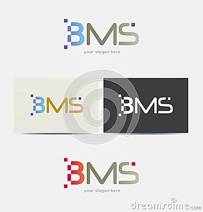 Logo Design Suitable For IT Business - With Letters BMS - Digital Style ...