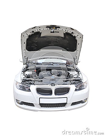 BMW 335i Bonnet Open Isolated Royalty Free Stock Photos - Image: 7923688