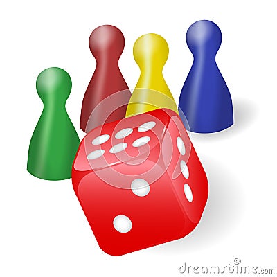 Board Game Figures With Dice Cartoon Vector | CartoonDealer.com #23845731