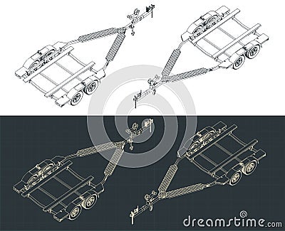 Boat Trailer Isometric Blueprints Vector Illustration | CartoonDealer ...