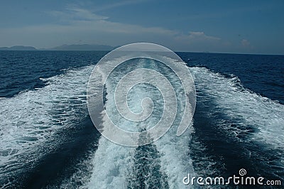 Boat Wake In Ocean Stock Photography - Image: 5068582
