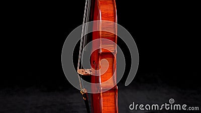 Body of Violin or Viola Instrument Turning at Black Background Stock ...