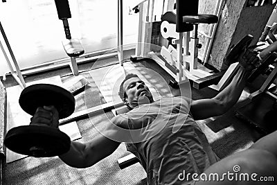 Hard training in the gym stock photo. Image of bodybuilding - 105729006