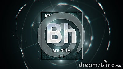 Bohrium As Element 107 Of The Periodic Table 3D Illustration On Green ...