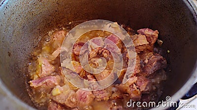 Boiled Sliced Meat in a Pot of Boiling Water. Stock Footage - Video of ...