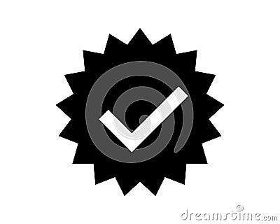 Bold Black Starburst Icon Featuring A Prominent White Checkmark ...