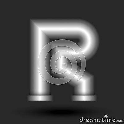 Bold Letter R Monogram 3d Logo Metallic Pipe With Flanges Shape ...